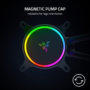 Razer Hanbo Chroma RGB All in One Liquid Cooler aRGB Pump Cap: AIO Design - Quiet, Powerful aRGB Fans - PWM Fan Controller Support - Intel LGA 115X Series, 2011, 1200, 1700, AM5 Compatible - 360MM
