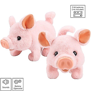 Liberty Imports My Pet Pig, Electronic Plush Piggy Toy Piglet That Walks, Wags Tail, Wiggles Nose, and Makes Oink Sounds for Kids, Boys, Girls