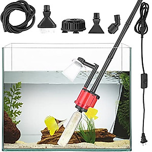 FEDOUR Aquarium Gravel Cleaner, Multifunctional Electric Fish Tank Water Changer, Removable Vacuum Sand Washer Algae Cleaner Filter Water Shower Set