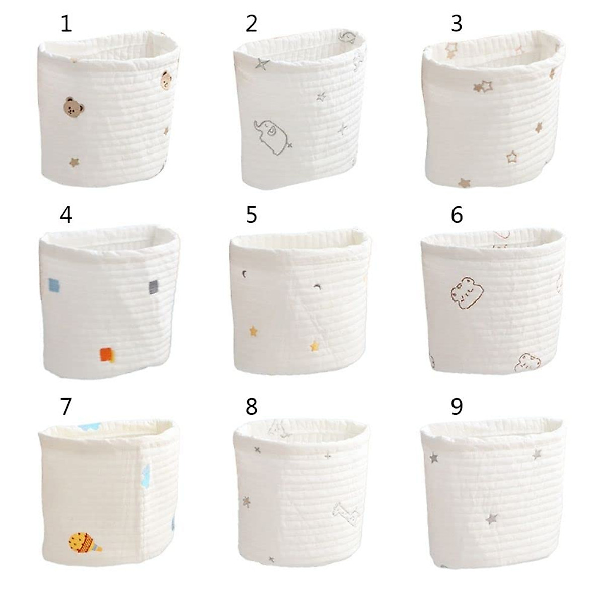 FAINY Baby Nursery Crib Organizer, Portable Cotton Hanging Diaper Organizer for Crib, Washable Baby Nursery Crib Bedside Storage Bag(2)