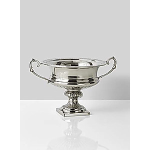 Serene Spaces Living Silver-Plated Trophy Flower Urn, Use for Home Decor, Event Centerpieces, Wedding, Parties, Floral Arrangements, Medium 10" Diameter
