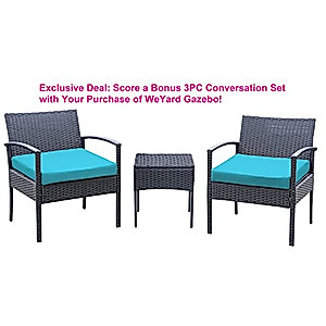 WeYard Hardtop Gazebo for Patios, Portofino 12’x16’, Permanent Alum-Frame & Steel-Structure Pergola, for Outdoor Relax/Grill/BBQ, with All-Sides Nettings, Curtains…