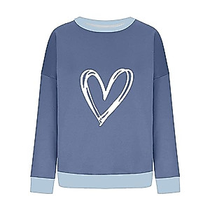 daily deals Womens Fall Fashion 2023 Long Sleeve Outerwear Shirt Athletic Workout Classic Pullovers Y2K Clothes Dressy Casual womens clothes fall 2023 Blue S