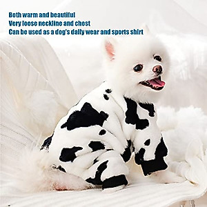 Winter Dog Pajamas Cute Milk Cow Polyester Cotton Dog Hoodie Plush Puppy Clothes Soft Pet Jumpsuit Winter Coat S