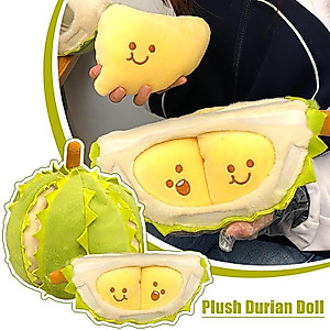 Fruit Durian Pillow Creative Detachable Durian Plush Toy Plushie Cute Stuffed Fruit Soft Plushies with Outfit Costume Squishy Plush Toys Gift for Girls