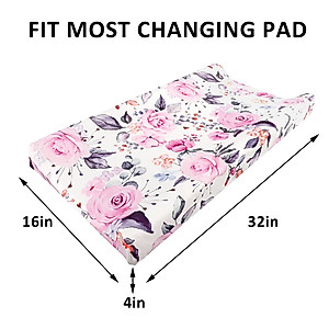 2 Pack of Floral Crib Sheets and Changing Pad Covers for Baby Girls Boys Universal Fit and Ultra Soft Stretchy Jersey Knit Fabric