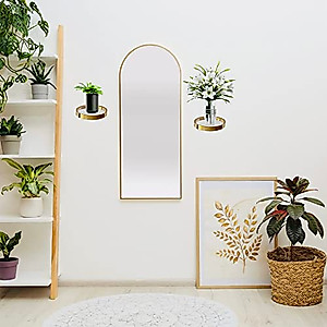 YOLS Small Floating Shelf, Gold Round Metal with Clear Acrylic, Small Shelves for Wall Décor (Round Medium 5.8 Inches 2pcs)