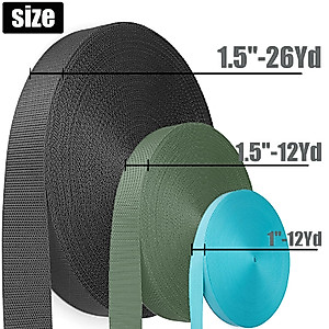 Nylon Webbing 1 Inch 1.5 Inch, Heavy Duty Nylon Webbing Strap 12 Yard, Durable Nylon Strapping for Indoor or Outdoor Gear, DIY Crafting, Repairing, (Black, 12 Yard)