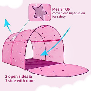 Alvantor Starlight Bed Canopy - Dream Kids Play Tent Playhouse - Privacy Space for Twin Sleeping - Indoor Grow in The Dark Stars - Boys Girls Toddlers - Pop Up Portable Frame - Pink - Patent