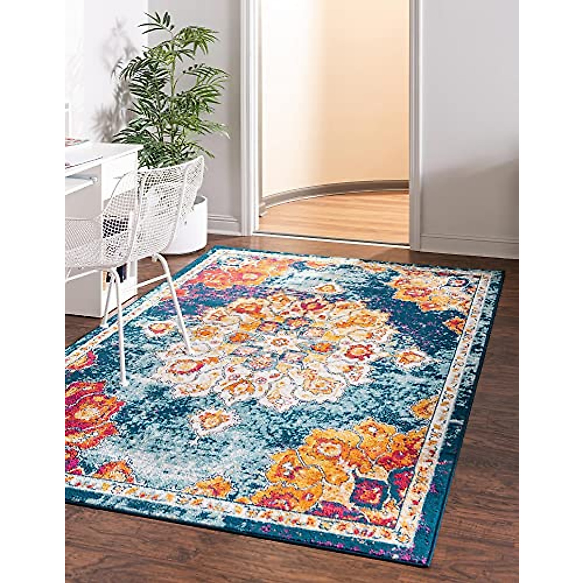 Unique Loom Parker Collection Area Rug - Kokulu (6' x 9' Rectangle, Multi/Blue)