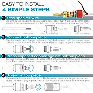 Mediabridge™ Banana Plugs - Corrosion-Resistant 24K Gold-Plated Connectors - 2 Pair/4 Banana Plugs (Part# SPC-BP2-2)