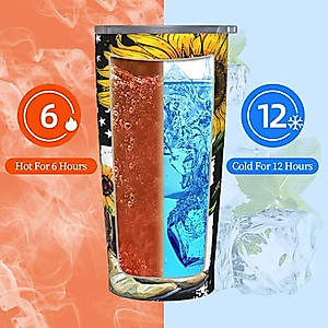 VKKOEWL Sunflower Boots America Flag Stainless Steel Insulated Tumbler 20 Oz Travel Water Bottle Coffee Mug Drink Cup With Lid Straw