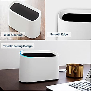 Mini Desktop Trash Can,Tiny Garbage Can with Trash Bags,1.5L Small Countertop Trash Bin,Little Waste Basket of Bathroom,Miniature Waste Bin for Office Desk,Vanity,Coffee Table,Makeup Tabletop (White)