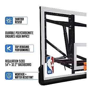 54-Inch Wall Mounted Backboard and Rim Combo with Polycarbonate Backboard Adjustable Height
