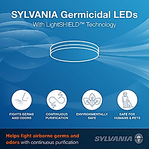 LEDVANCE Sylvania 13" Flush Mount Light Fixture with LightSHIELD Technology, Germicidal, 18W=100W, 1260 Lumens, Dimmable, 90 CRI, 3500K (Bright White), White (75749)