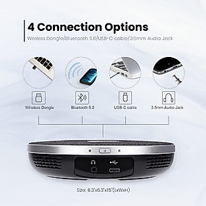 TONGVEO 4K Conference Room Camera System, AI Auto-Tracking PTZ Camera 5X Digital Zoom with Wireless Bluetooth Speakerphone Set USB 124-Degree Wide-Angle for Zoom Skype Teams OBS and more