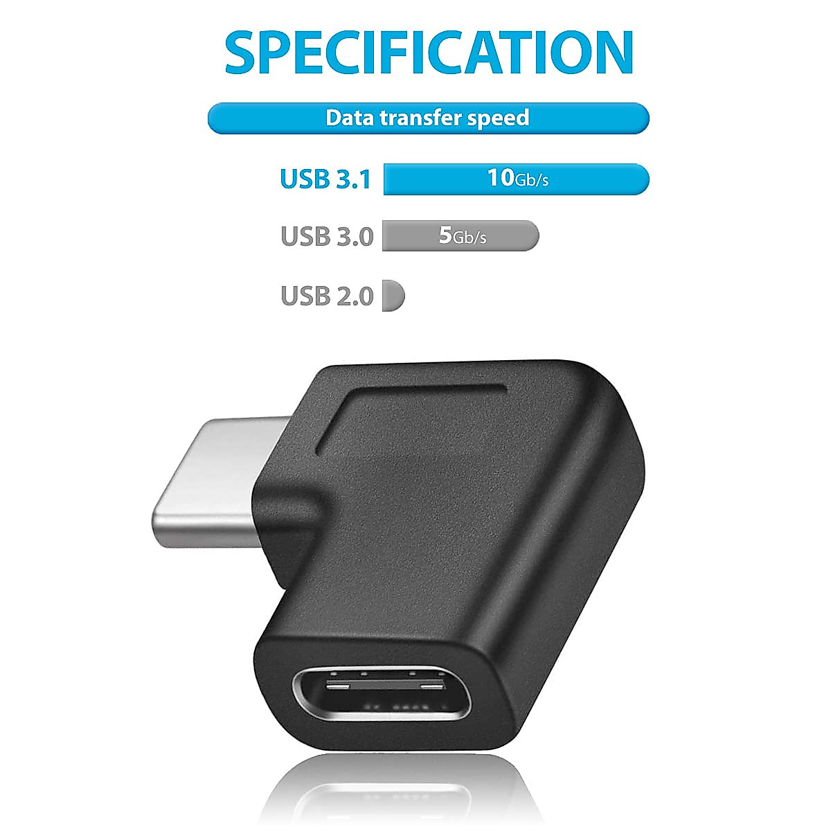 URWOOW USB C Right Angle Adapter,90 Degree USB C to USB Type-C Male to Female Adapter Convertor Extension, for Laptop & Tablet & Mobile Phone (2 Pack).