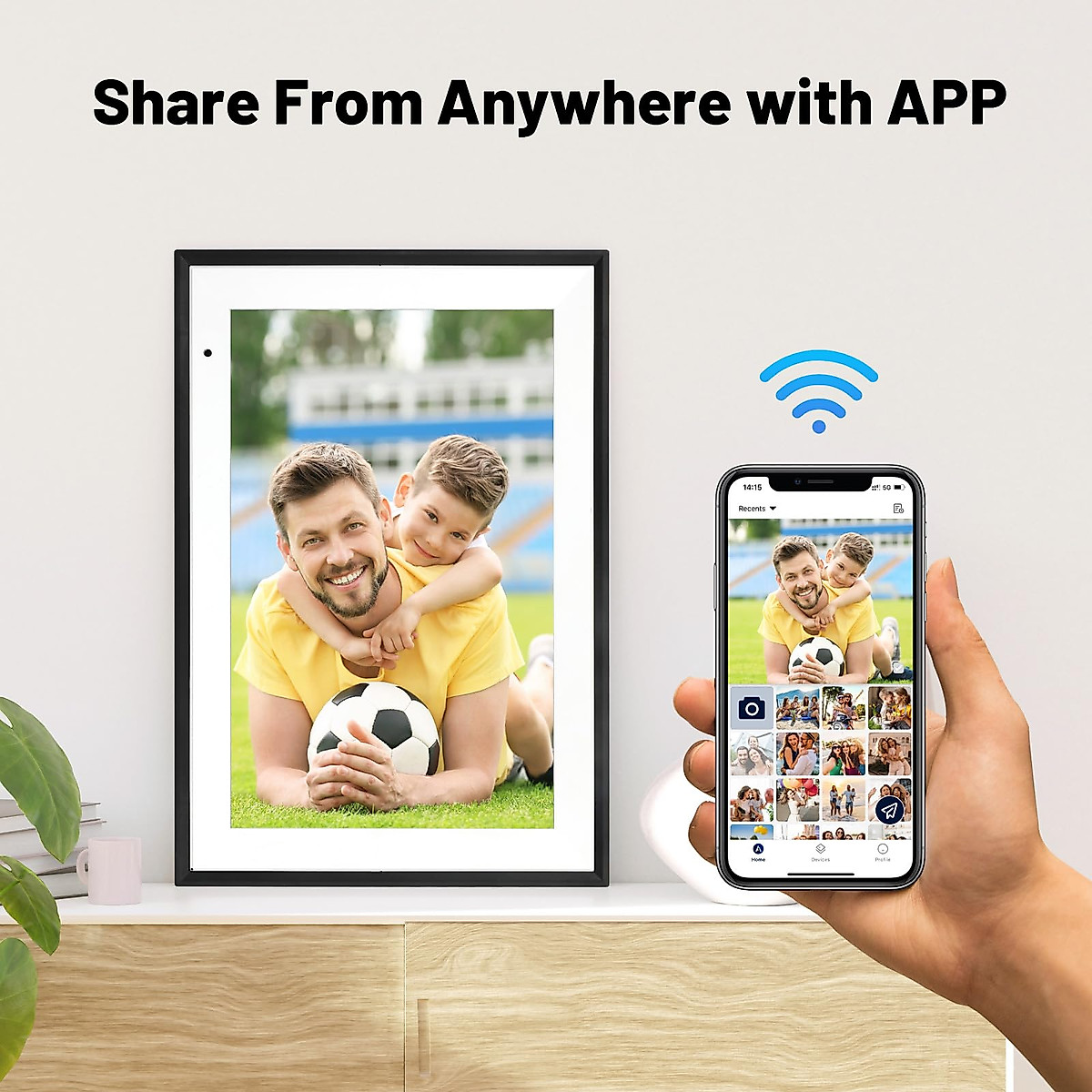 Digital Photo Frame 10.1 Inch WiFi Digital Picture Frame IPS HD Touch Screen Smart Cloud Photo Frame with 16GB Storage, Auto-Rotate, Easy Setup to Share Photos or Videos Remotely via AiMOR APP (Black)