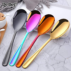 Salad Spoon and Fork Set，Stainless Steel Salad Serving Set，Durable&Elegant,for Salad, Gravies or Pasta, Gold/Brass Finish (2pcs, rainbow)