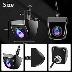 Bileeko Backup/Front View Camera, AHD Reversing Camera 170° Wide Angle Night Vision IP69 Waterproof Car Backup Camera Universal Metal Rear View Camera for Car Truck RV Pickup SUV - 12/24V