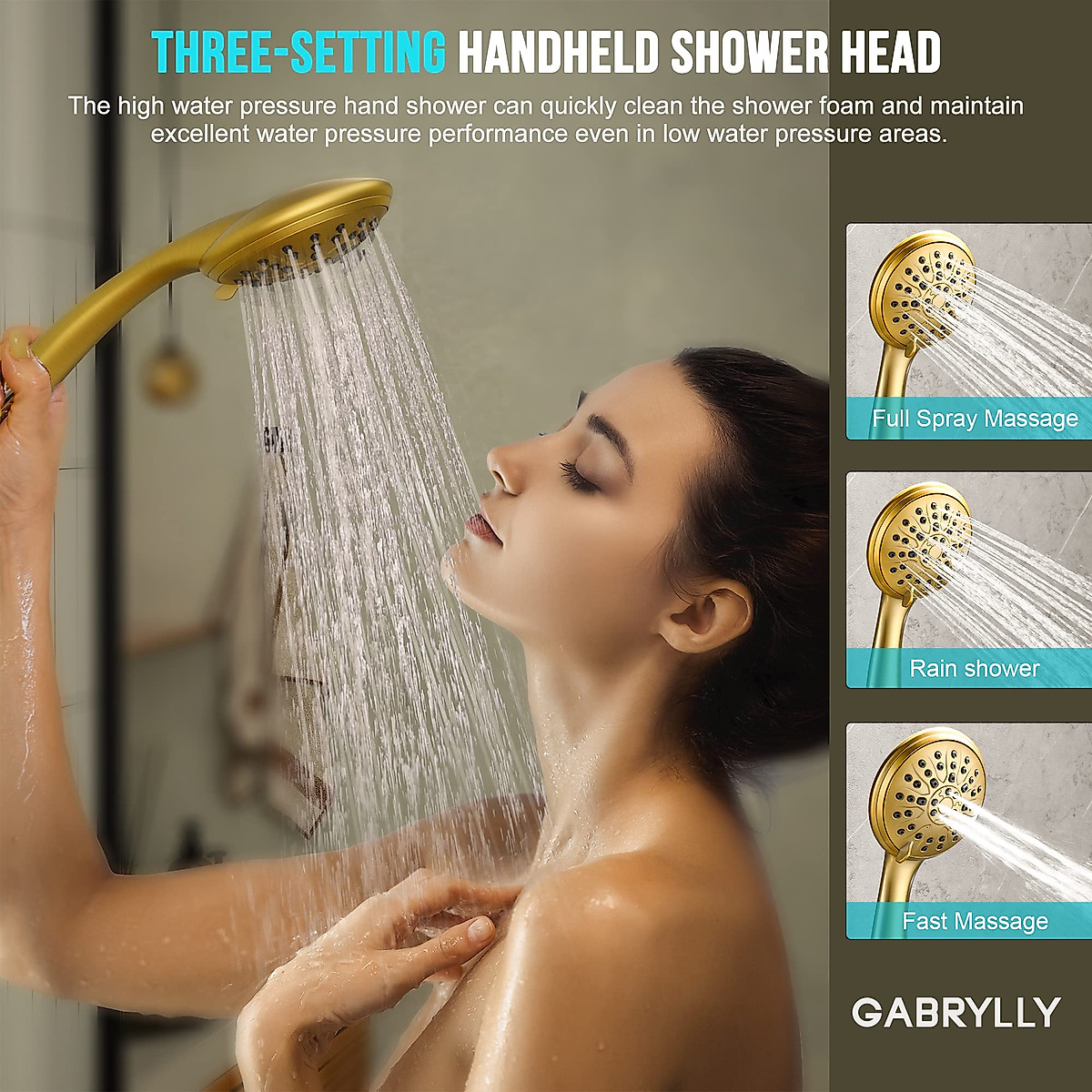 GABRYLLY Shower System, Shower Faucet Set Complete with High Pressure 8" Rain Shower head and Handheld Shower Set, Wall Mounted Rainfall Shower Fixtures with Valve and Diverter, Brushed Nickel