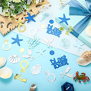 Weekgrat 200 Pcs Bachelorette Party Confetti Last Toast on the Coast Confetti Wine Cup Diamond Ring Shells Starfish Engagement Confetti Glitter Wedding Table Confetti for Bridal Shower Party Supplies