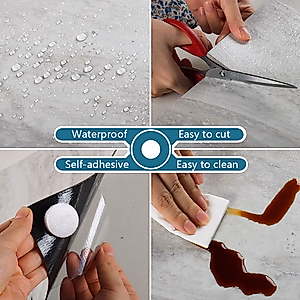 VEELIKE Travertine Peel and Stick Floor Tile - Waterproof Beige Vinyl 12''x12'' 4 Pack - Marble Stick-On Laminate for Bathroom Kitchen - Adhesive Temporary Flooring for Renters