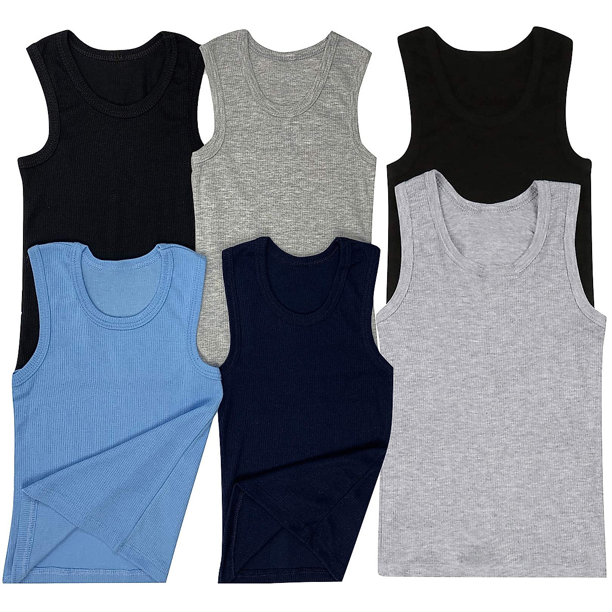 ToBeInStyle Boys' 4 Pack Double Needle Hem Tank Tops - Basic - Size 2