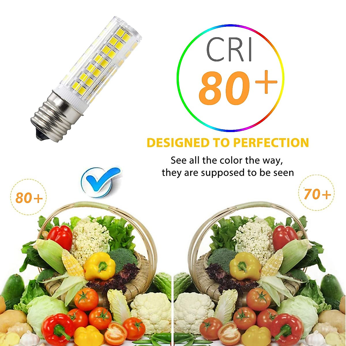 HXWY E17 LED Bulb for Microwave Oven Over Stove Appliance, 6W White (60W Halogen Bulbs Equivalent), 110-120V, Intermediate Base, Dimmable, Pack of 2