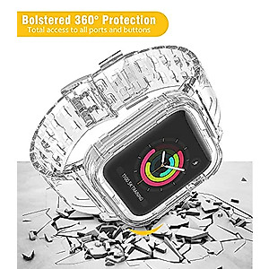 JXVM for Apple Watch Band 41mm 40mm 38mm with Case, Uni-body Protective Bumper Band, Crystal Clear Men Women Sporty Case, with Premium Soft TPU Adjustable Strap for iWatch SE & Series 8 7 6 5 4 3 2 1 (Crystal/Clear)