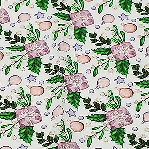 10 Pieces Christmas Fabric Bundles Sewing Quilting Craft Multi Color Cotton Squares Patchwork Christmas Bells Tree Element Printing Fabric for DIY Dress Apron Party Supplies