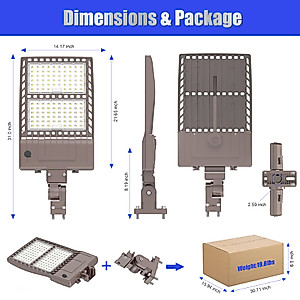 4Pack 400W LED Parking Lot Light 56000 Lumen, UL DLC Parking lot Flood Lights Arm Mount, Street Area Light IP65 5000K Waterproof 100-277VAC Input, Stadium Lights Outdoor LED, LED Pole Light Outdoor