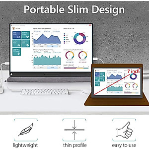 7" Raspberry Pi Touchscreen, 1024x600 HDMI IPS Portable Monitor with Leather Case for Raspberry Pi, Laptop, PC, Win11/10/8/7