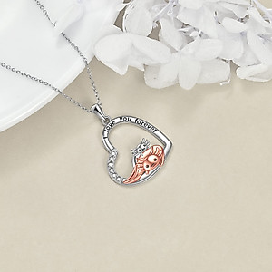 POPLYKE Axolotl Mother and Daughter Necklace for Women 925 Sterling Silver Animal Jewelry Birthday Gifts