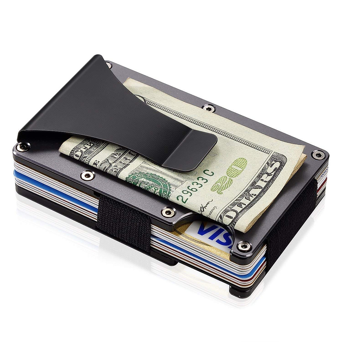 HONB Money Clip Credit Card Holder Father's Gift (Aluminum Black)