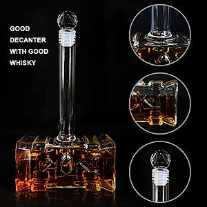 WUIIEN Decanter with Airtight Stopper - Liquor Glass Alcohol Bottle for Wine Bourbon Tequila Vodka Juice Unique Hammer Cool Funny Anniversary Birthday Gifts with Box for Men Boyfriend Dad 400ml