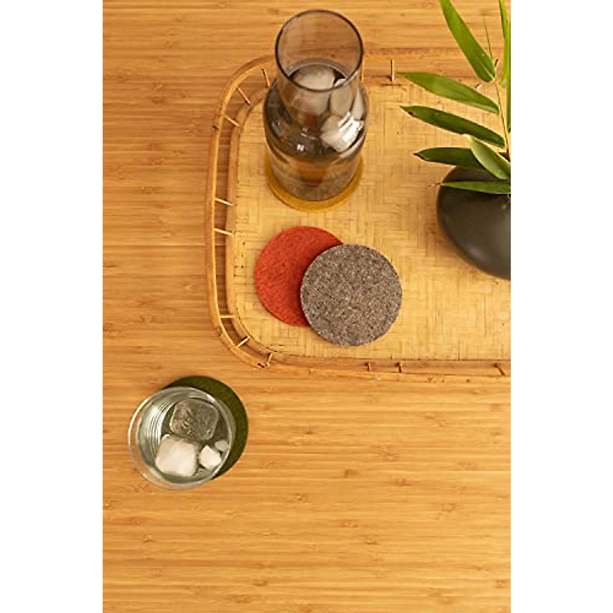 Graf Lantz Bierfilzl 100% Merino Wool Moisture Wicking, Absorbent Felt Coasters, Round, Multi-Color Set of 4, Flame