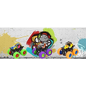 afontoto 3PCS Monster Trucks Toys for Boys and Girls, Graffiti Design Inertia Car Educational Toy Cars, Friction Powered Vehicles Toys for Children Birthday Christmas Toys Gifts
