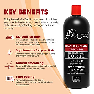Alda Chocolate Brazilian Keratine Treatment Permanent Straightening Blowout 32 fl oz + Shampoo Clarifying 16 fl oz.