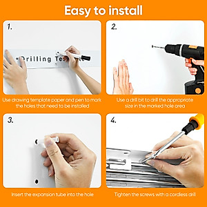 Wall Mounted Drying Rack, Laundry Clothes Drying Rack Foldable, Collapsible Drying Rack Clothing Wall Mount with 2 Towel Handles and Wall Template for Indoor Outdoor Hanging Clothes, 5 Rods, 31.5 Inch