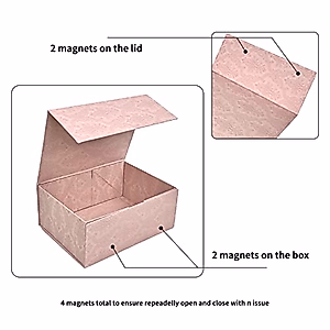 ISUKA Collapsible Gift Box 9.8"x7.5"x4.1" with Magnetic Lid, Groomsmen Bridesmaid Proposal Gift Box for Valentine, Proposal, Wedding, Birthdays(Light Pink)