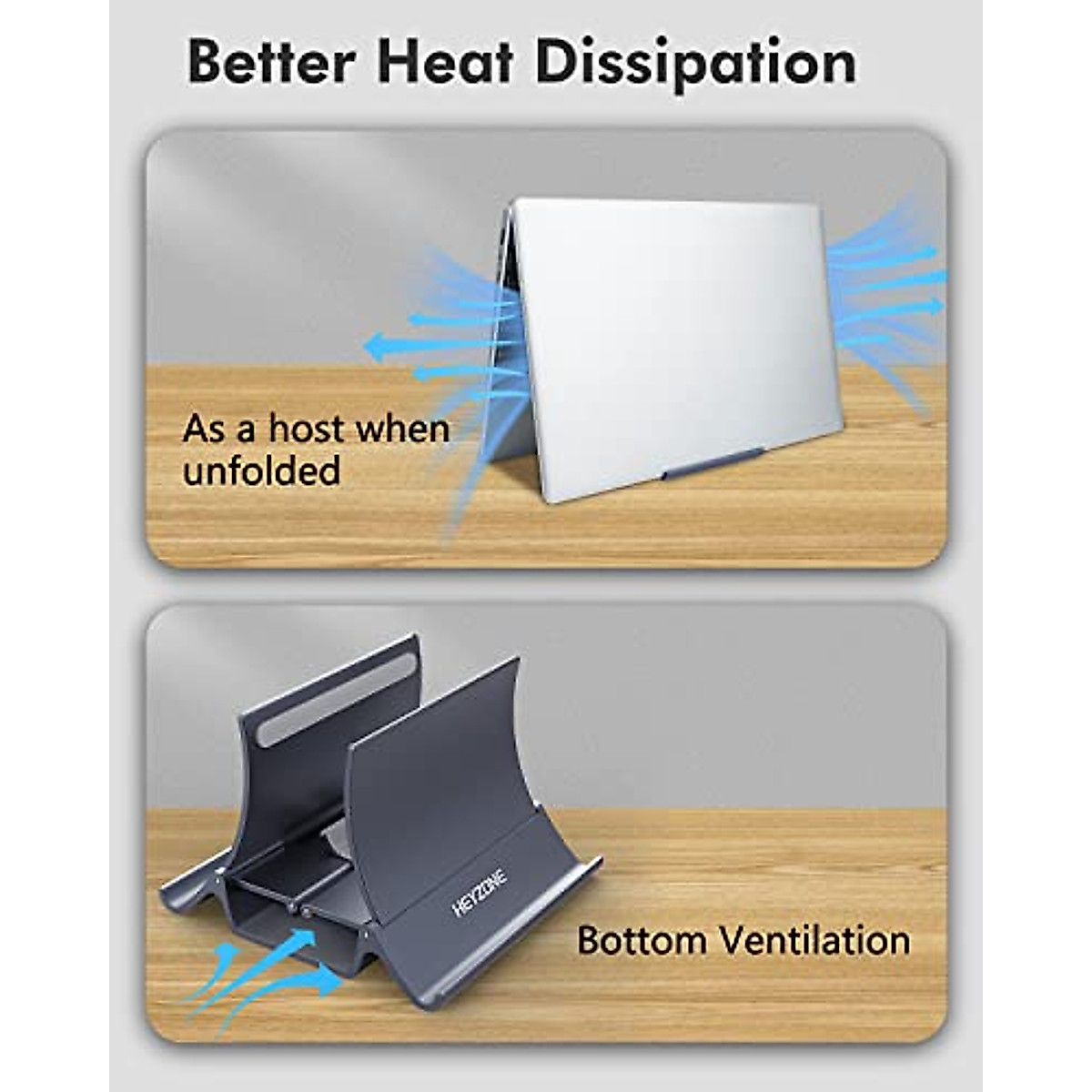 Vertical Laptop Stand, Alloy Laptop Holder Vertical Stand, Aluminum Alloy 3 in 1 Gravity Laptop Dock Stand Auto Locking,Fits MacBook/iPad/Surface/Chromebook/Gaming Laptops(Up to 17") (Space Gray)