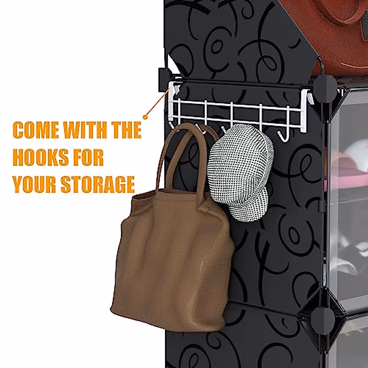 NiHome 24-Pair Shoe Organizer Cabinet with Doors and Top Shelf, Stackable, Expandable and Free-Standing Plastic Storage Rack for Entryway, Closet, Garage, Bedroom, Hallway and Office