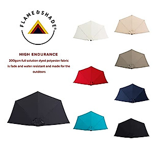 FLAME&SHADE 9 ft Half Round Outdoor Market Patio Table Umbrella with Tilt for Wall Balcony, Anthracite