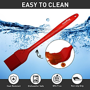 Pastry Brush-Begonia Silicone Basting Brush for Cooking,2pcs 10+8 in Heat Resistant Food Brushes for Baking, Grilling, Cooking and Spreading Oil, Butter, BBQ Sauce, or Marinade Red,A-11