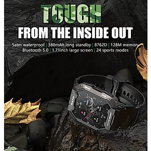 Seiconer Tactical Military Sports Smart Watch for Men,5ATM/IP68 Waterproof Fitness Tracker Heart Rate Blood Pressure SpO2 Sleep Monitor, 1.71" Big Screen Compatible with Android&iOS