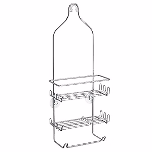 iDesign Milo Metal Wire Hanging Shower Caddy, Baskets and Towel Bar for Shampoo, Conditioner, and Soap with Hooks for Razors, Towels, and More, 4.25" x 9" x 21.25", Chrome