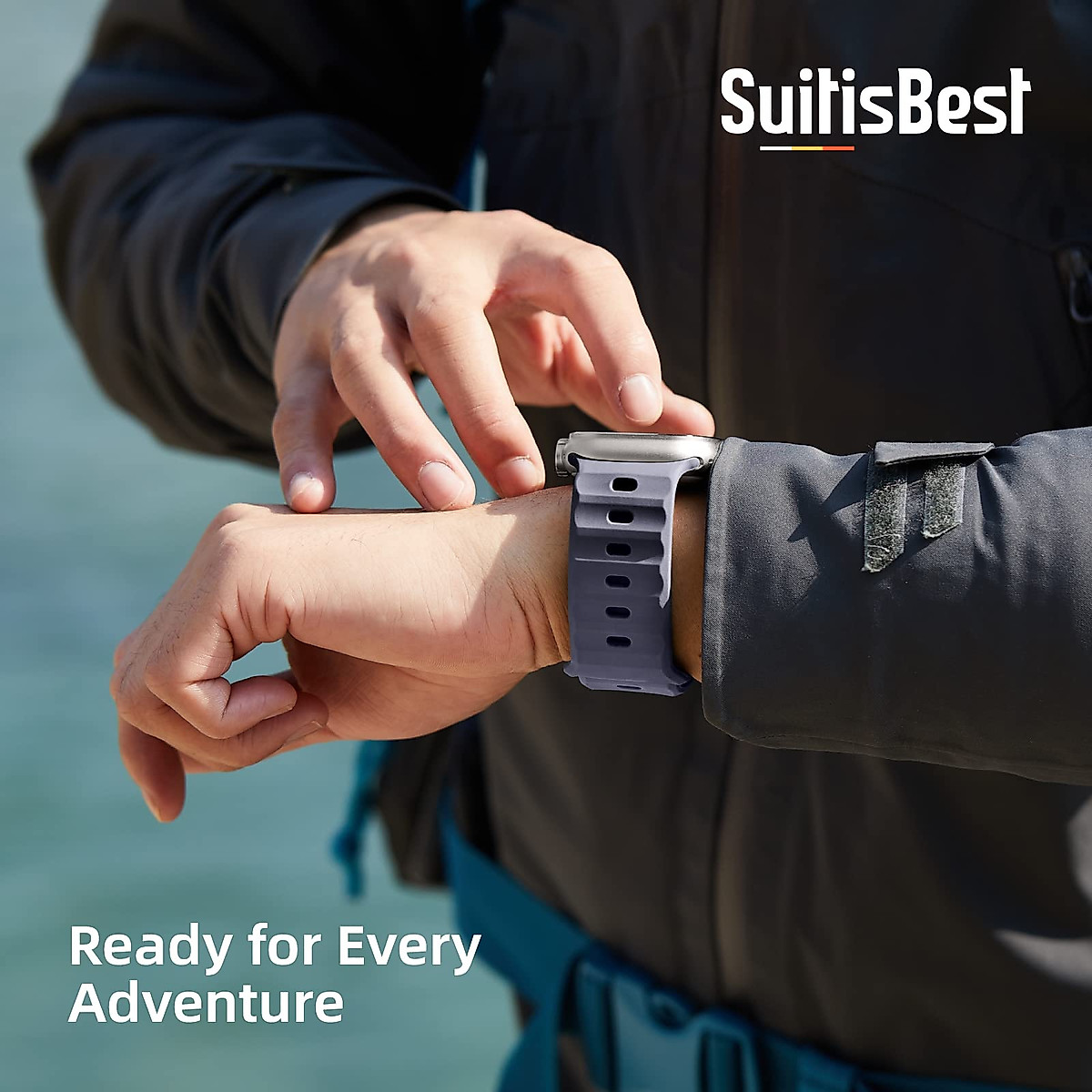 Sport Bands Compatible with Apple Watch Ultra 2 Band 49mm 46mm 45mm 44mm 42mm for Men, Soft Silicone Wristbands Waterproof Replacement Strap for iWatch Series 10 9 8 7 6 5 4 3 SE, 2 Pack