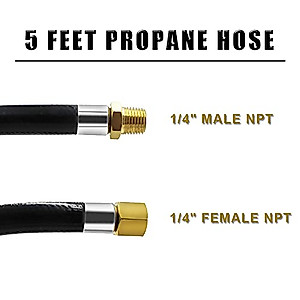 MCAMPAS 1/4 Inch NPT Propane Appliance Extension 5 Feet High Pressure Hose For Gas grills, Turkey Fryers, Fire Pit, Mr Heater.RV Equipment Etc- 1/4" Male NPT x 1/4" Female NPT
