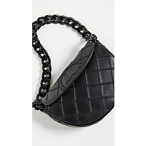 Tory Burch Women's Fleming Soft Mini Crescent Bag, Black, One Size